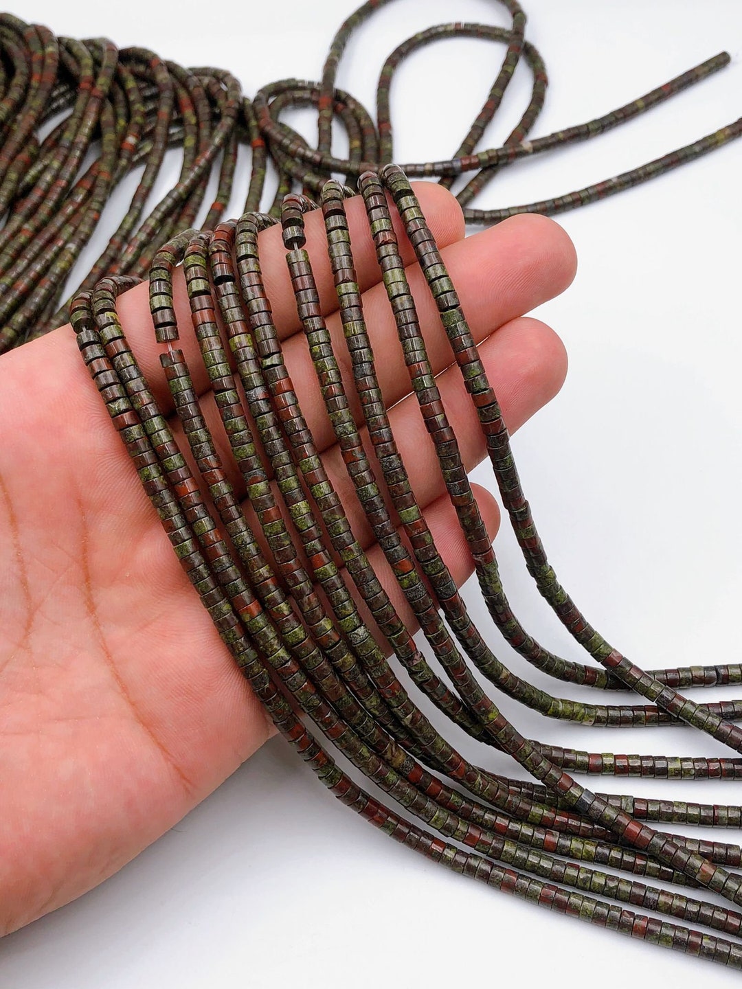 Natural African Blood Stone Beads Disc Tyre Shape Healing Gemstone ...