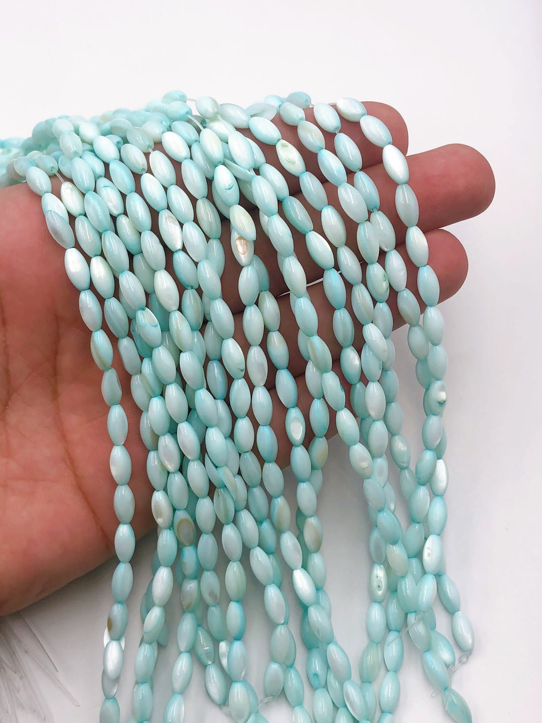 Natural Rice Shape Beads Mother of Pearl Rice Beads Yoga Healing Beads ...