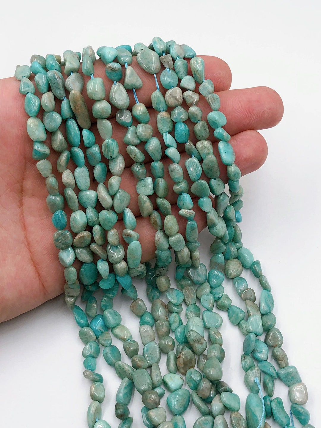 Natural Russian Blue Amazonite Nugget Shaped Beads for Jewelry Making ...