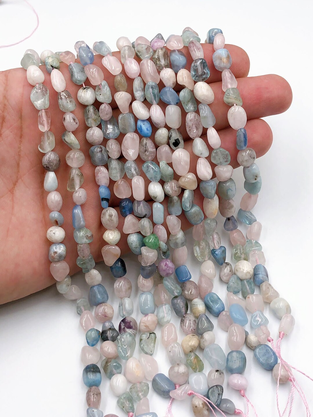 Natural Loose Pebble Shaped Morganite Beads for Handcrafted Gemstone ...