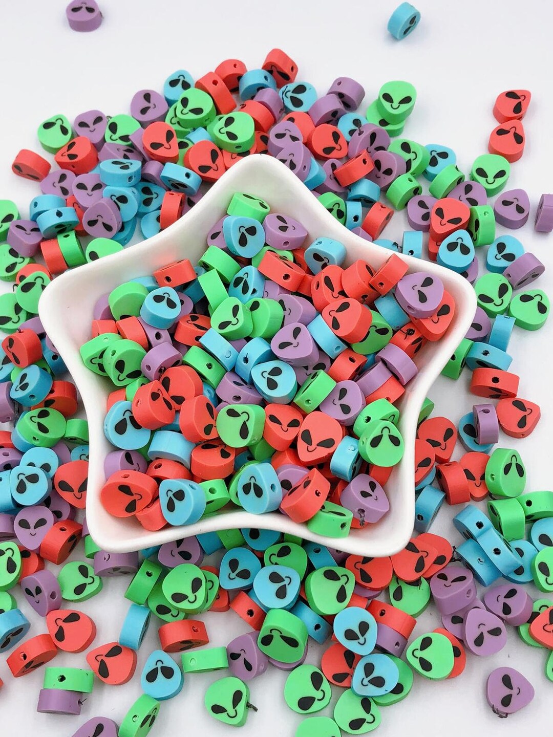 Alien Shape Polymer Clay Beads Alien Head Figure Fimo Beads Loose ...
