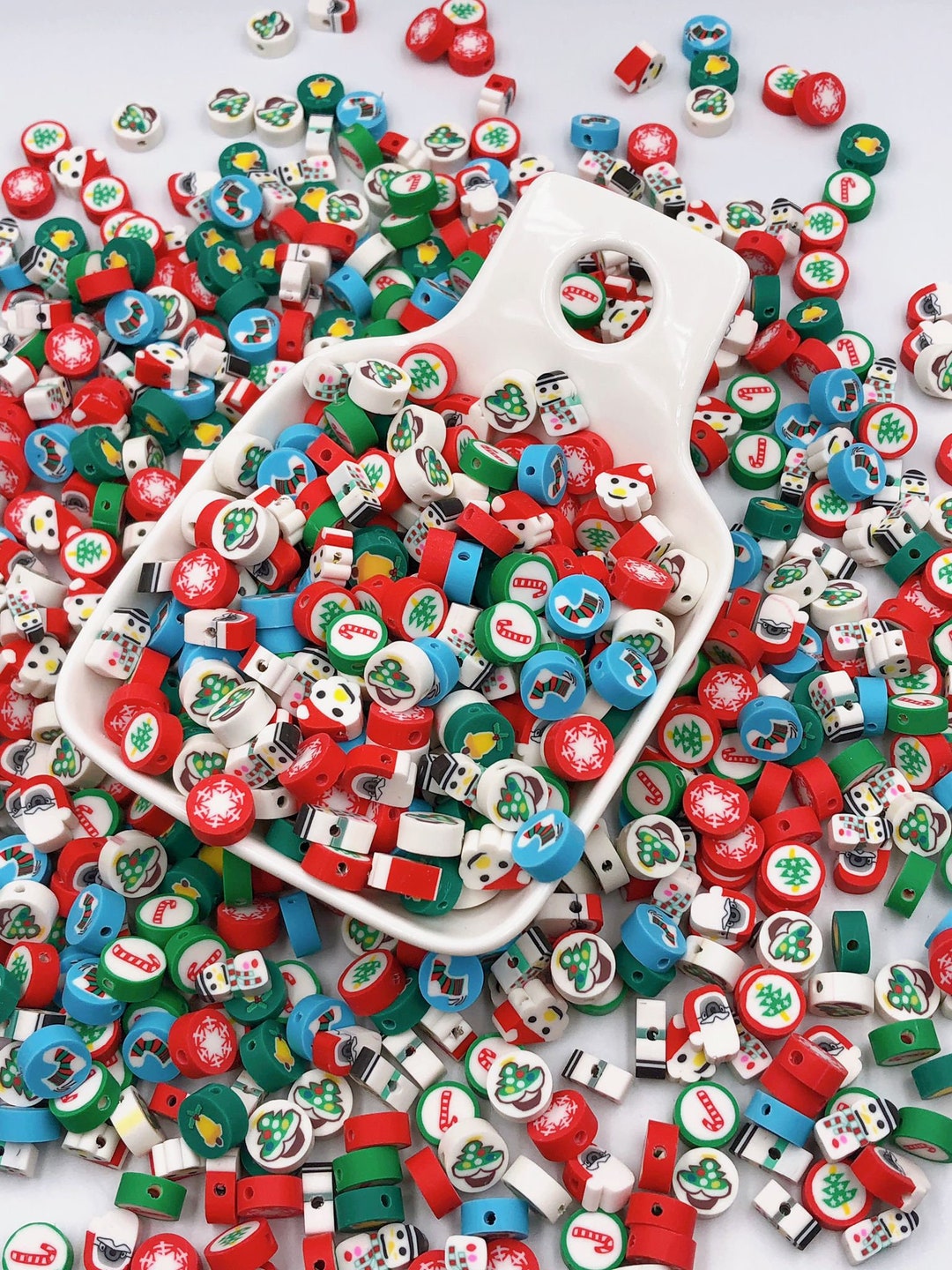 Handcrafted Mixed Polymer Clay Christmas Beads for Festive Jewelry, DIY ...