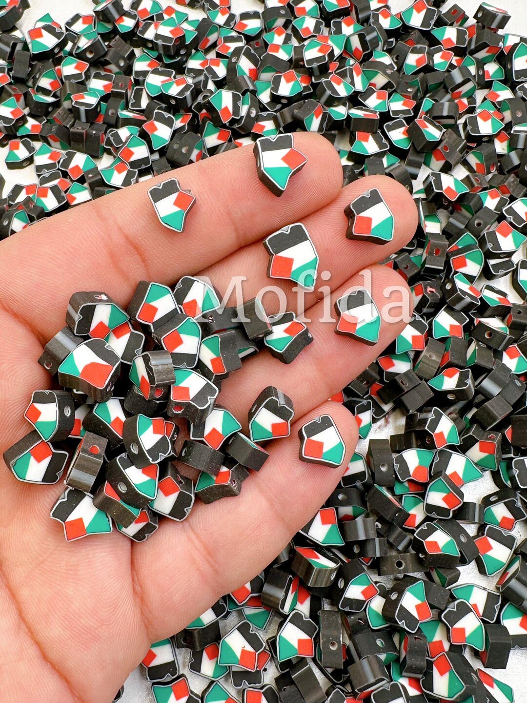 Palestine Flag Polymer Clay Fimo Beads, Support Palestine, Palestine ...