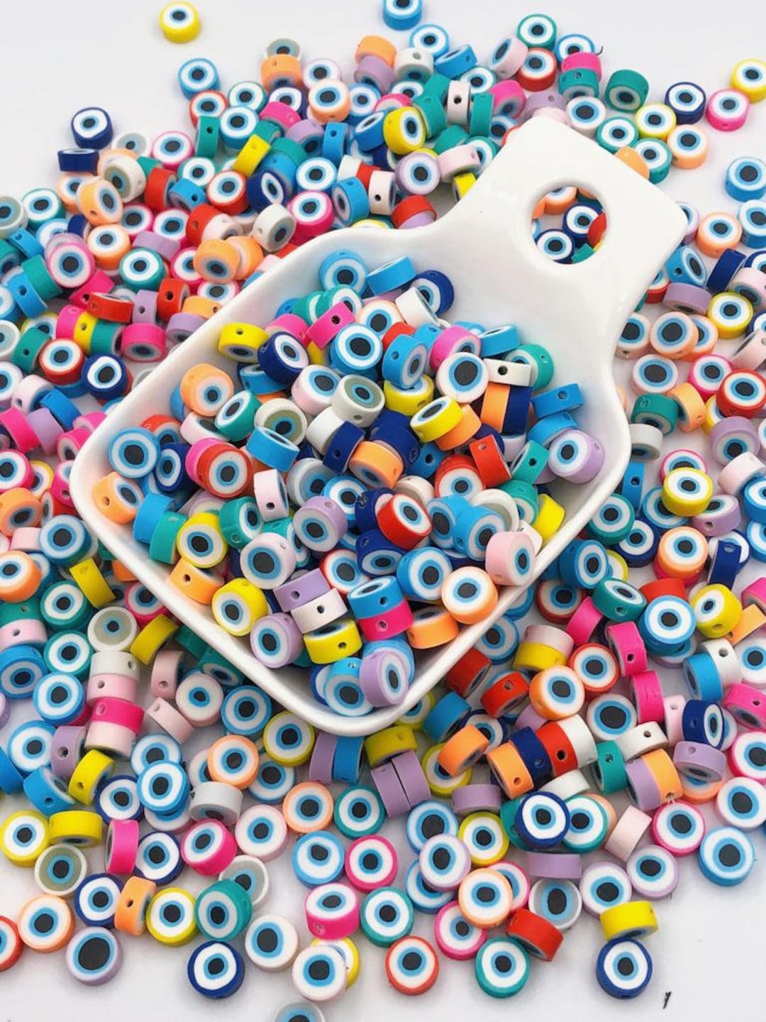 Colorful Polymer Clay Evil Eye Beads: Jewelry Making Supplies, 10mm ...