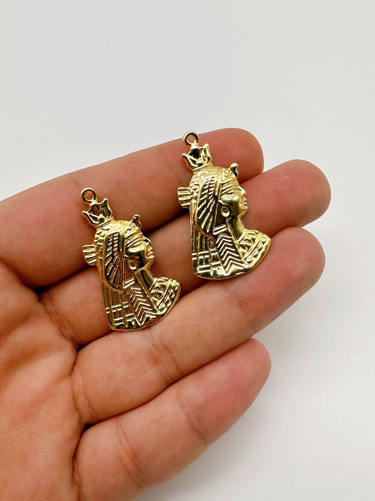 20x37 Gold Filled Cleopatra Charms, Ancient Egyptian Queen Pendants for ...