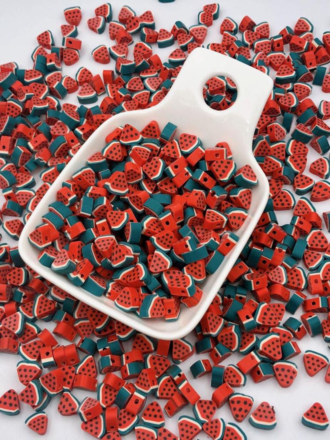 10mm Watermelon Slice Shaped Fruit Themed Polymer Clay Beads ...