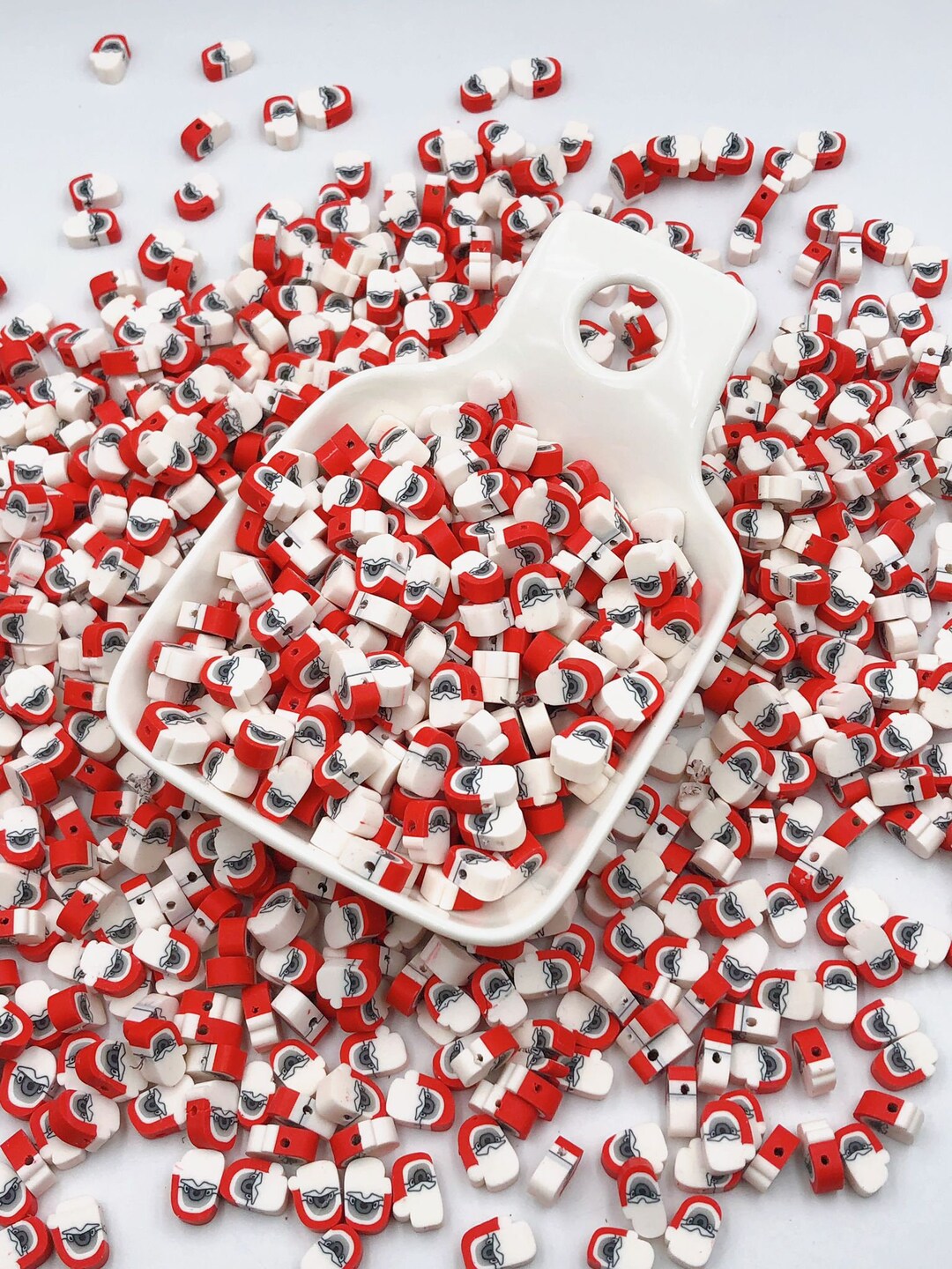 Santa Claus Shaped Polymer Clay Fimo Beads, Handcrafted Christmas ...