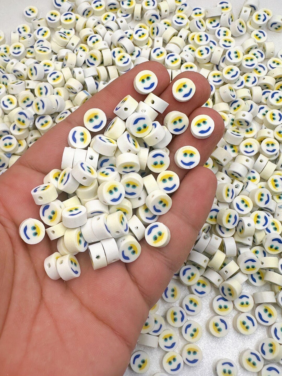 10mm Happy Smile Face Polymer Clay Beads, Polymer Clay Slices, Smile ...