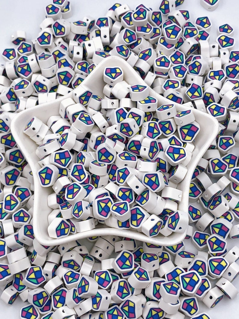 Diamond Shape Polymer Clay Beads Loose Diamond Beads Polymer - Etsy