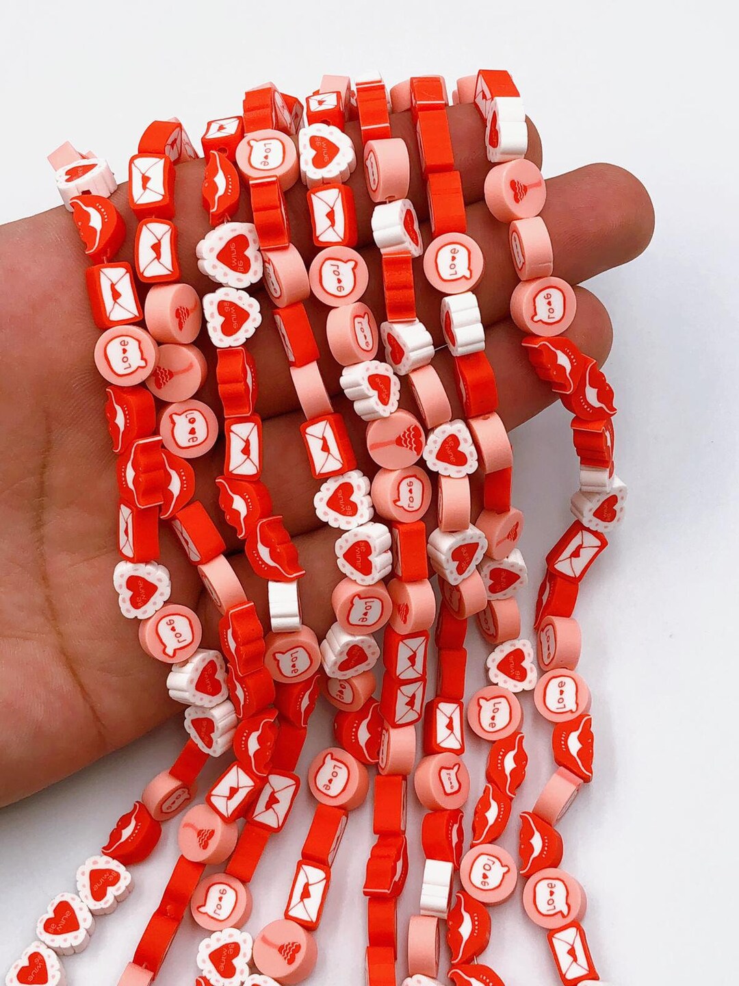 Polymer Clay Love Shaped Heart Figure Fimo Beads Small Gift for ...