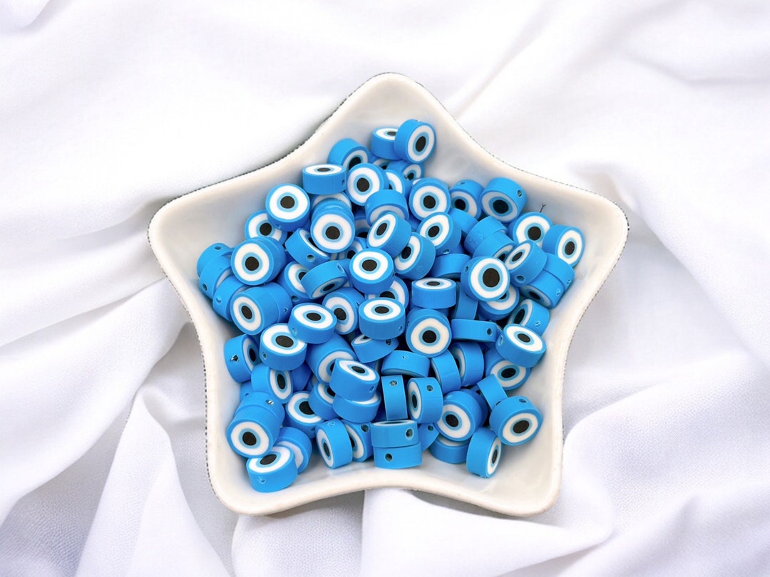 Blue Evil Eye Polymer Clay Fimo Beads for Jewelry Making, Evil Eye ...