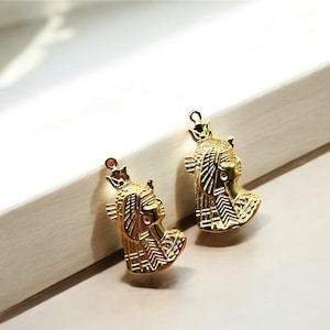 20x37 Gold Filled Cleopatra Charms, Ancient Egyptian Queen Pendants for ...