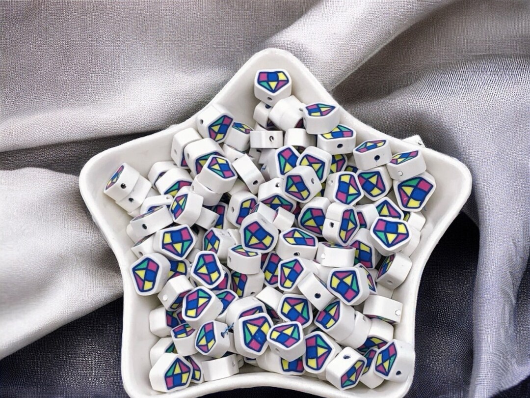 Diamond Shape Polymer Clay Beads, Loose Diamond Beads, Polymer Clay ...