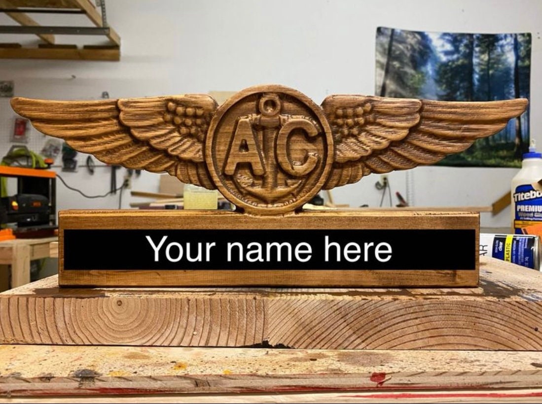 Carved Aircrew Wings Wood Desk Sign | Military Gift | Navy - Etsy