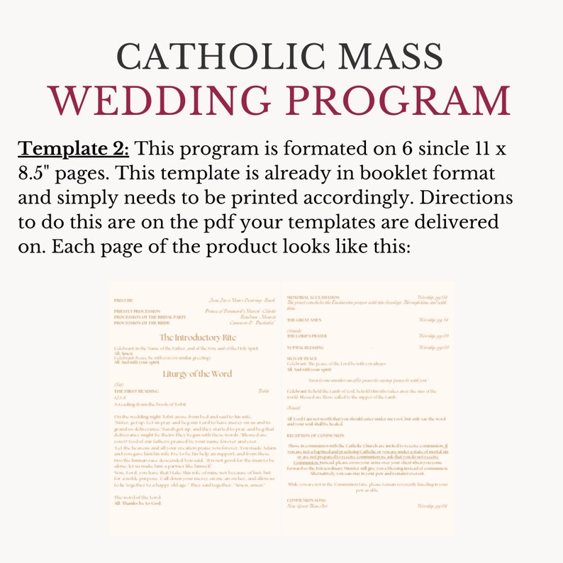 CATHOLIC CEREMONY MASS Program - Etsy