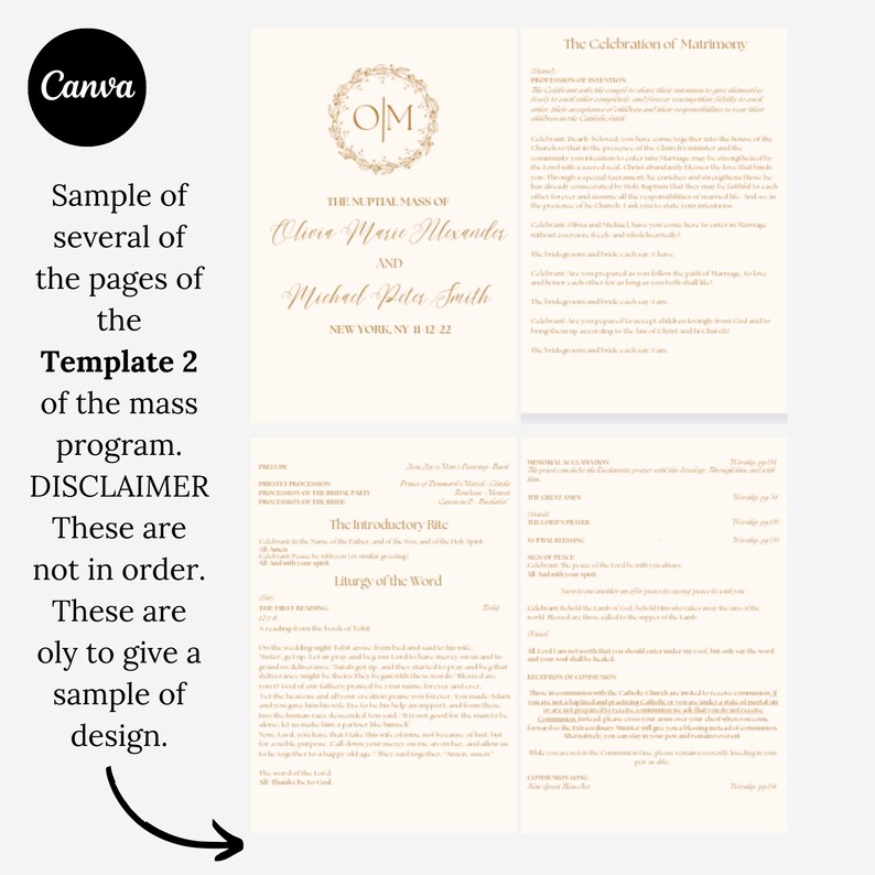 CATHOLIC CEREMONY MASS Program - Etsy