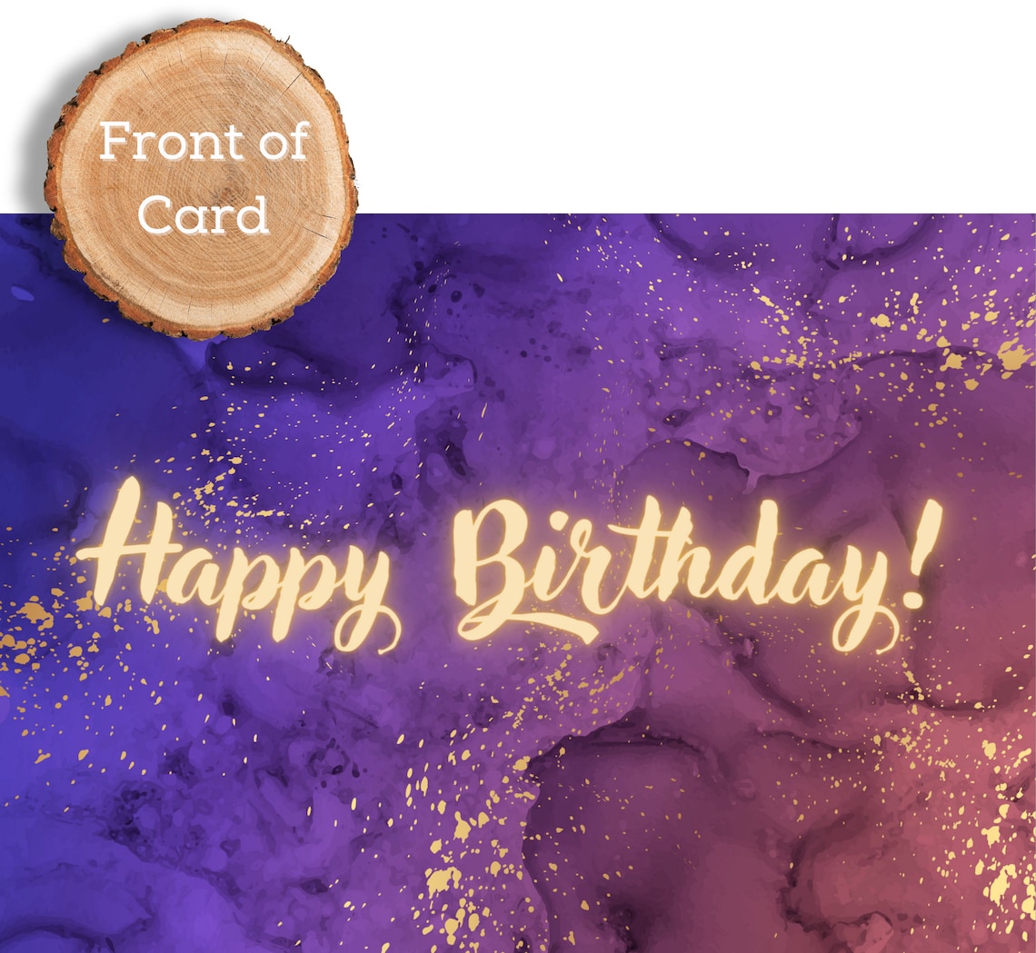 Happy Birthday Purple & Gold Paint Card Printable Instant Download - Etsy