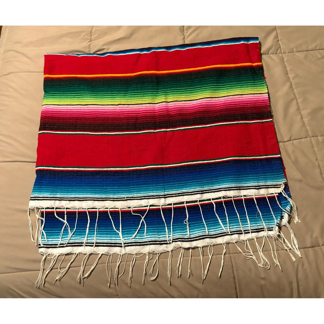 7ft Colorful Sarape Blanket, Mexican Sarape, Mexicano Throw Blanket - Etsy