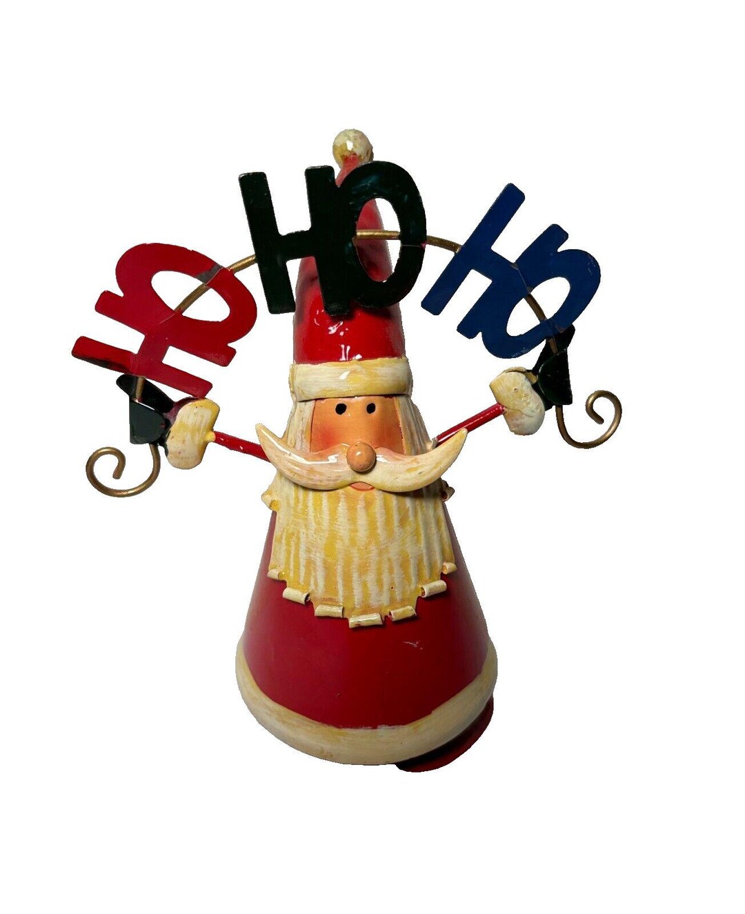 6" Metal Santa Claus Bobble Figure With Ho Ho Ho Sign Christmas Decor ...