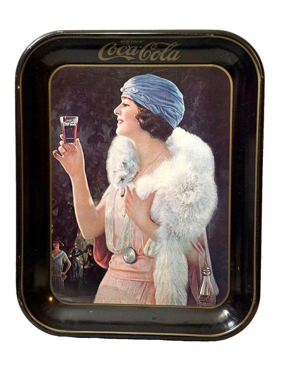 Vintage 1973 Coca Cola Metal Advertising Tray Lady in Flapper Dress - Etsy