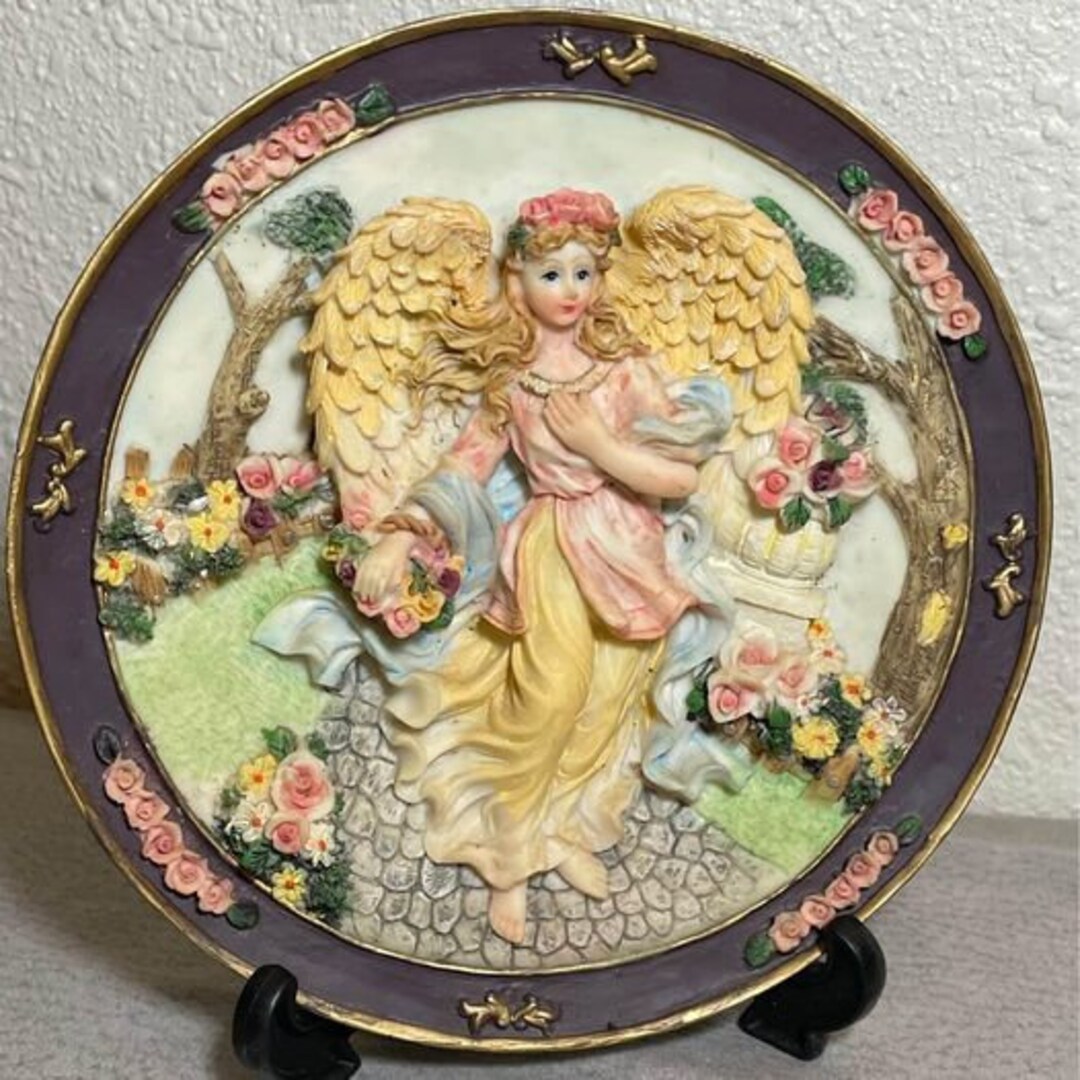 Vintage Angel Plate Handcrafted Detailed Embossed 3D Decorative - Etsy