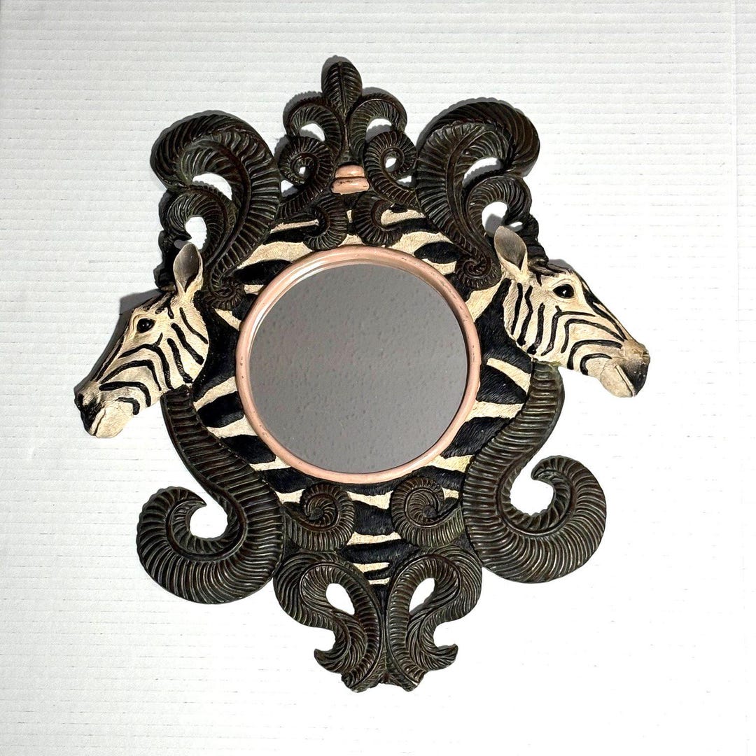 Vintage Ceramic Decorative Mirror Zebra 15.5" X 14" - Etsy