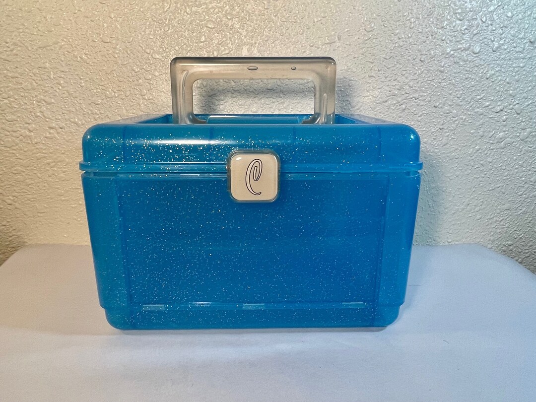 Vintage Caboodles Carrying Case, Light Blue Sparkle W/ Mirror ...