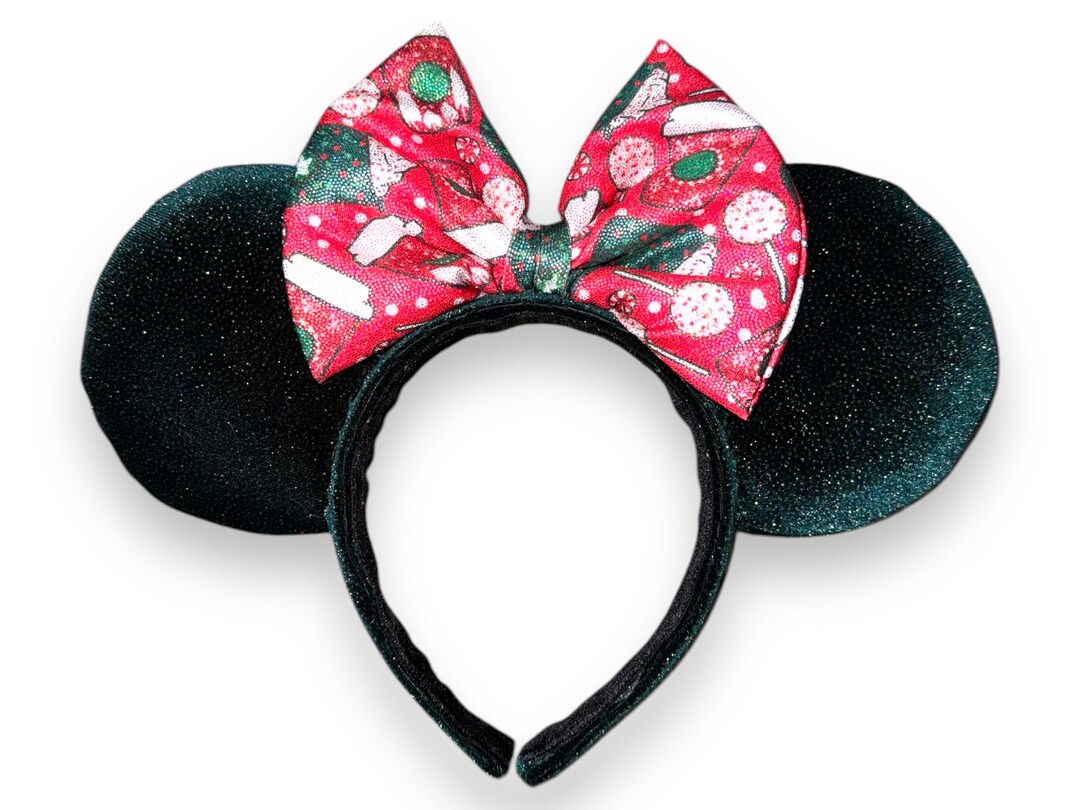 NEW Hunter Green Glitter Velvet Minnie Ears, Mouse Ears, Mickey Ears ...
