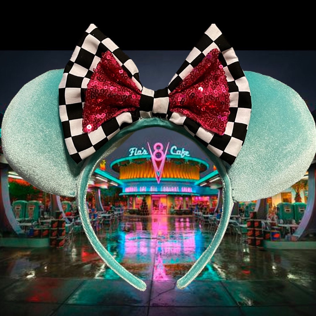 Flo’s Diner Minnie Mickey Mouse Ears: Teal Velvet W Black White ...