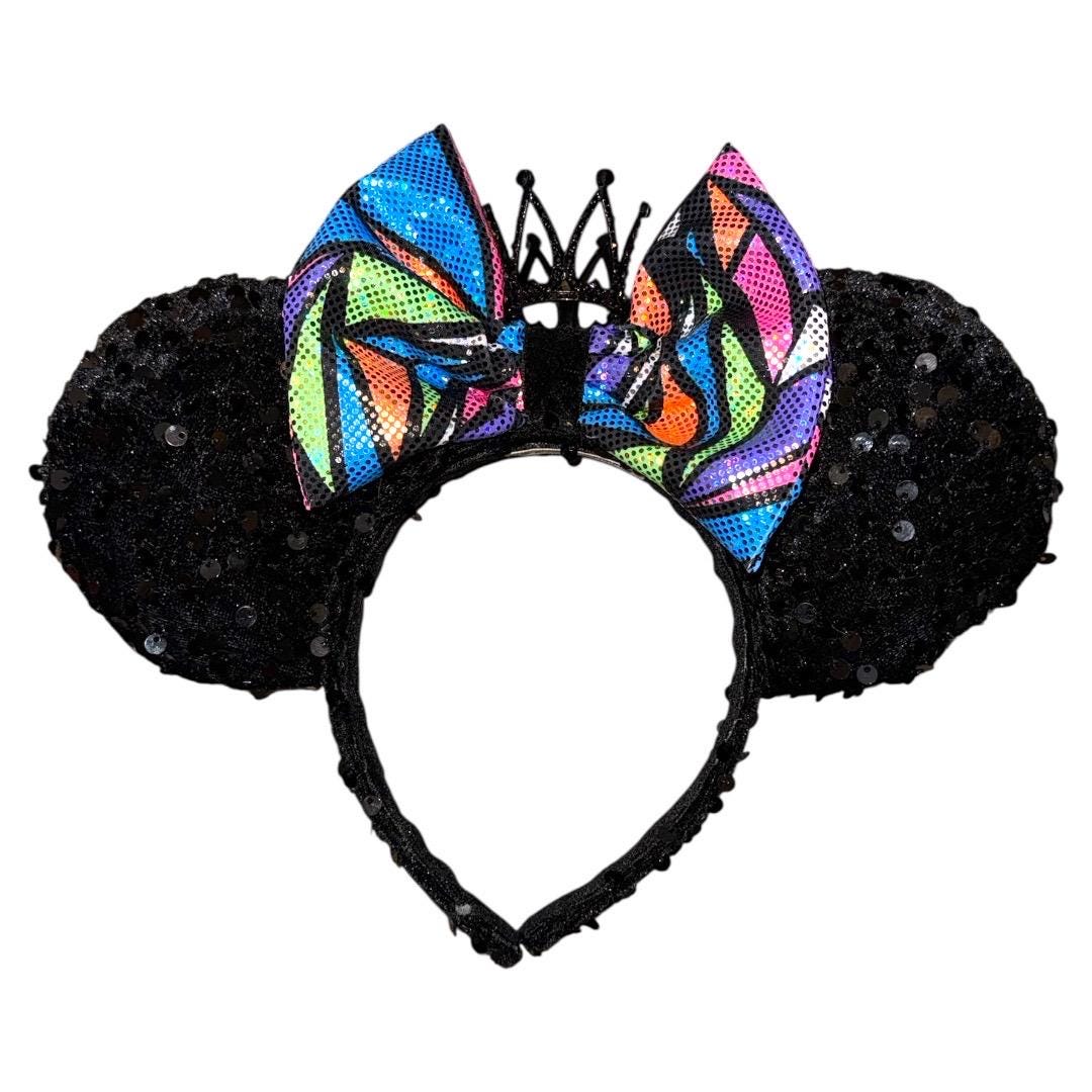 Evil Queen Minnie Mickey Ears: Black Velvet Sequin W Shattered Glass ...