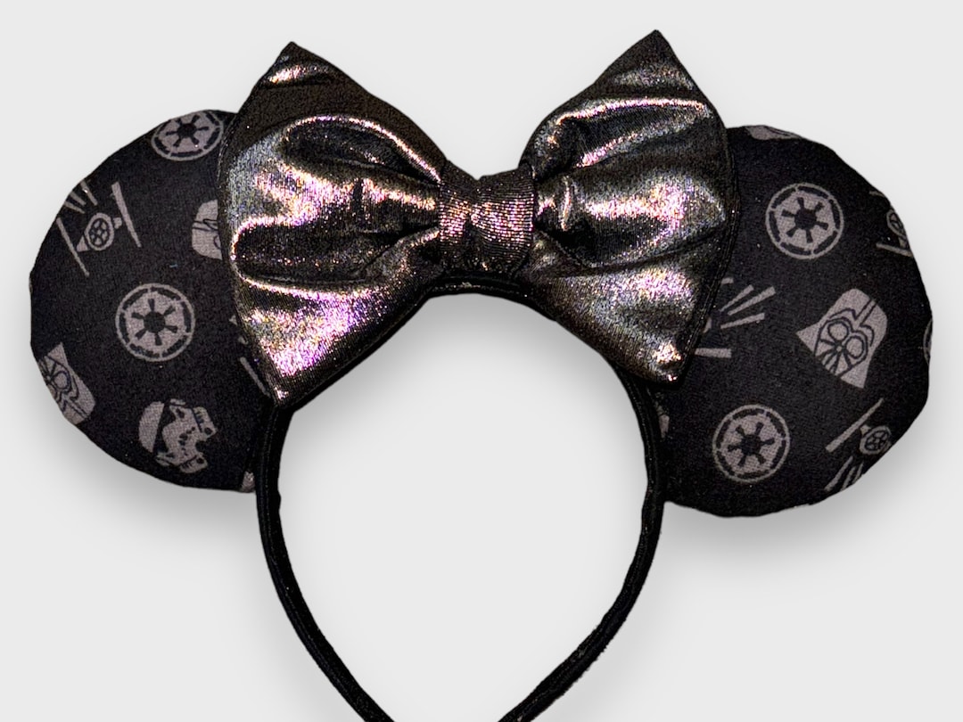 Metallic Silver and Black Darth Vader Mouse Ears, Mickey Ears, Minnie ...