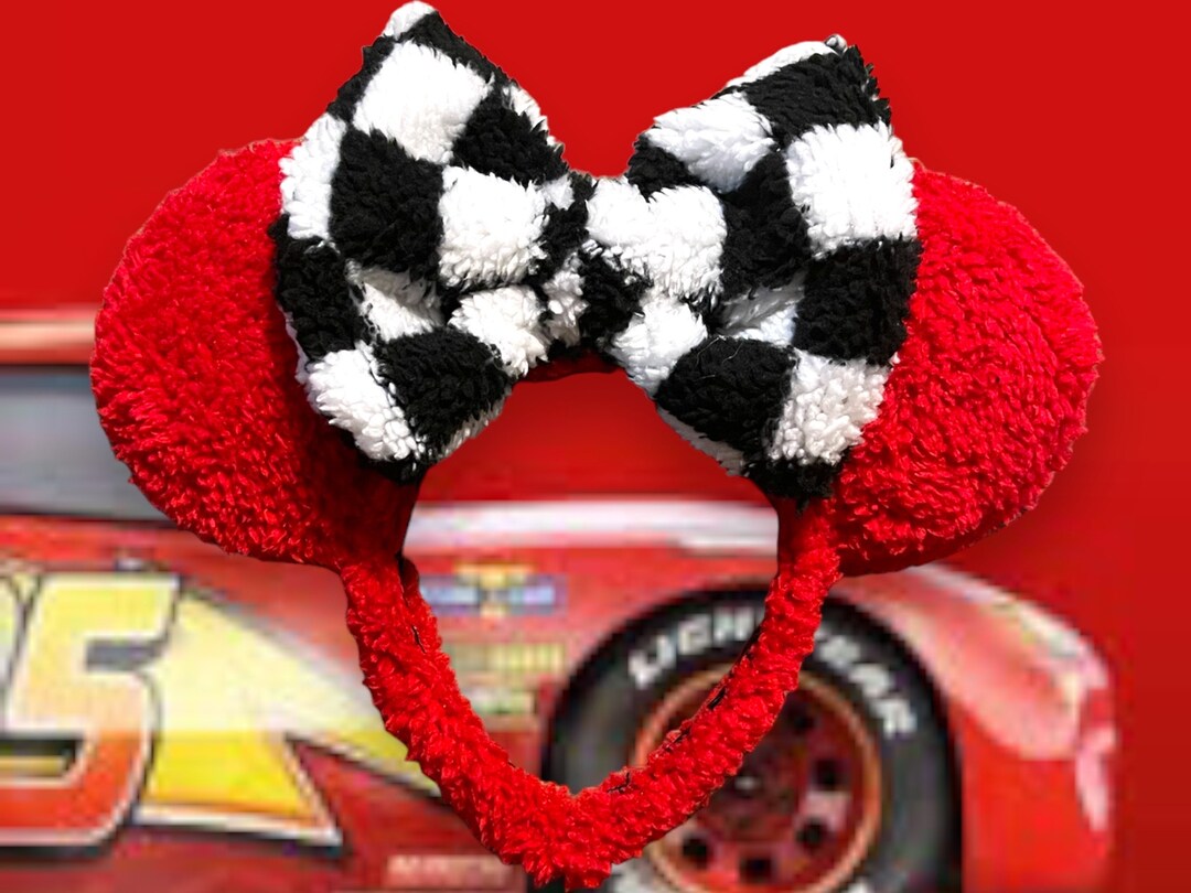 Cars Lightning Mcqueen Race Car Checkered Sherpa Mouse Ears, Minnie ...