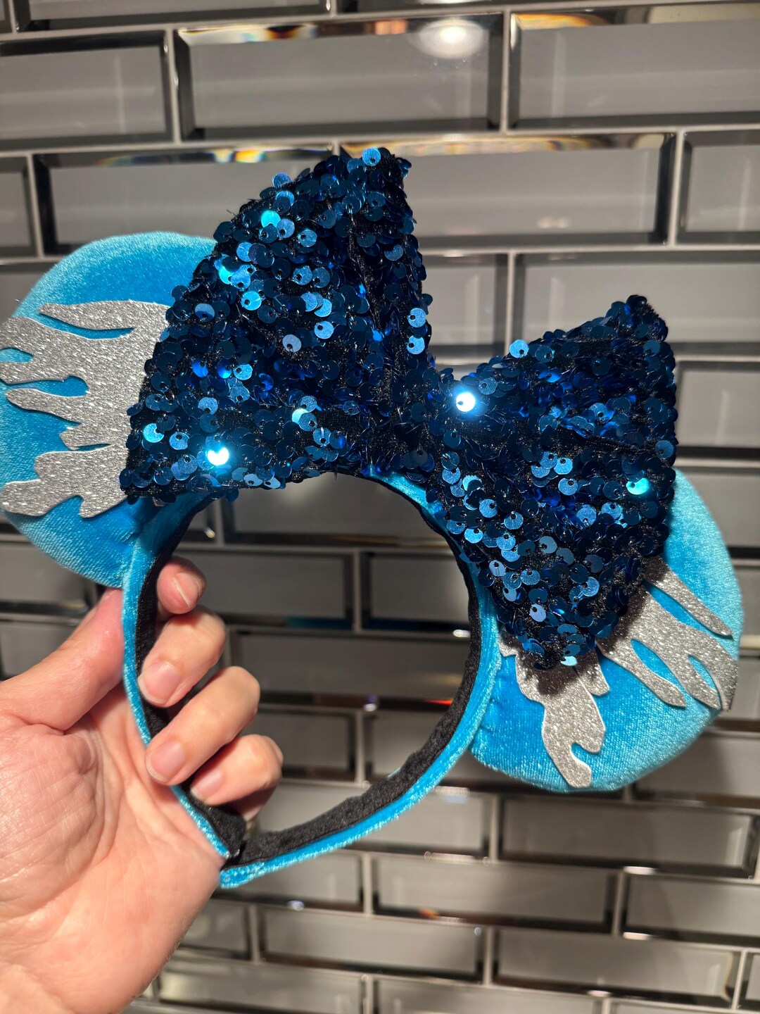 NEW Hades Inspired Minnie Mickey Mouse Ears: Turquoise Velvet, Silver ...