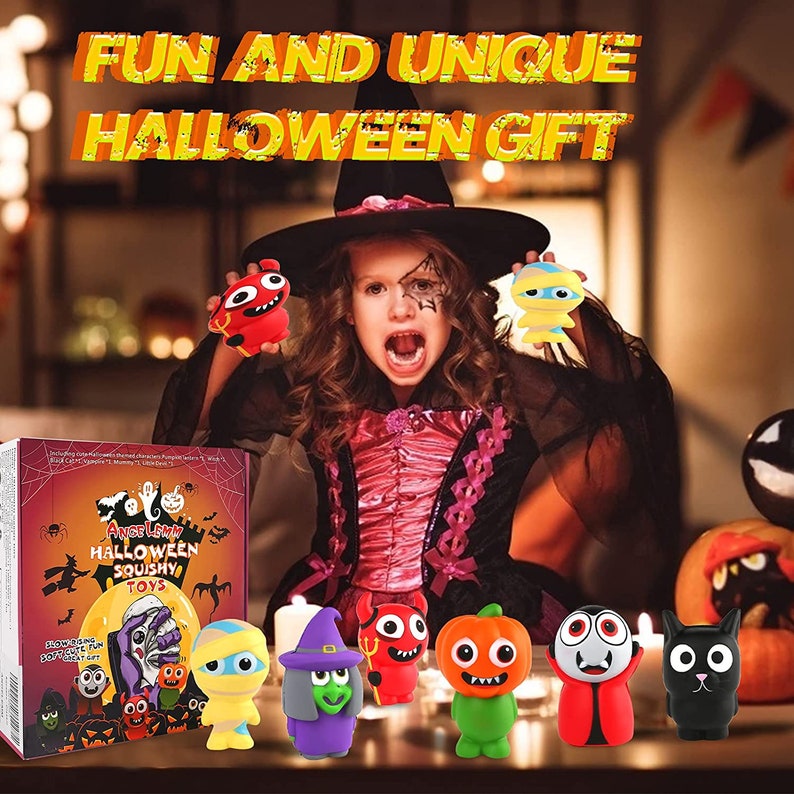 6 Pack Halloween Toys,halloween Theme Squish Toys Slow Rising Super ...