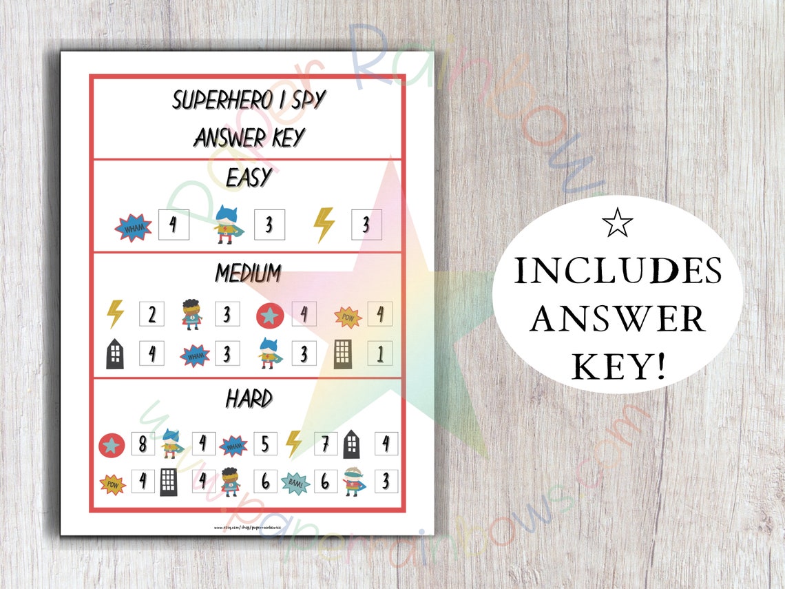 Superhero I Spy Game, 3 Different Versions - Easy to Hard, Printable ...