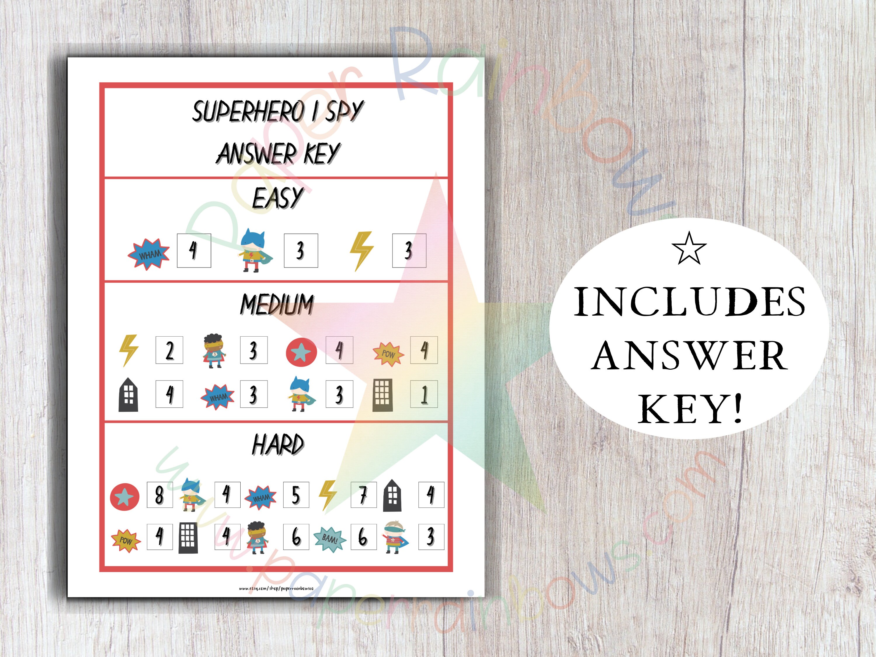 Superhero I Spy Game, 3 Different Versions - Easy to Hard, Printable ...