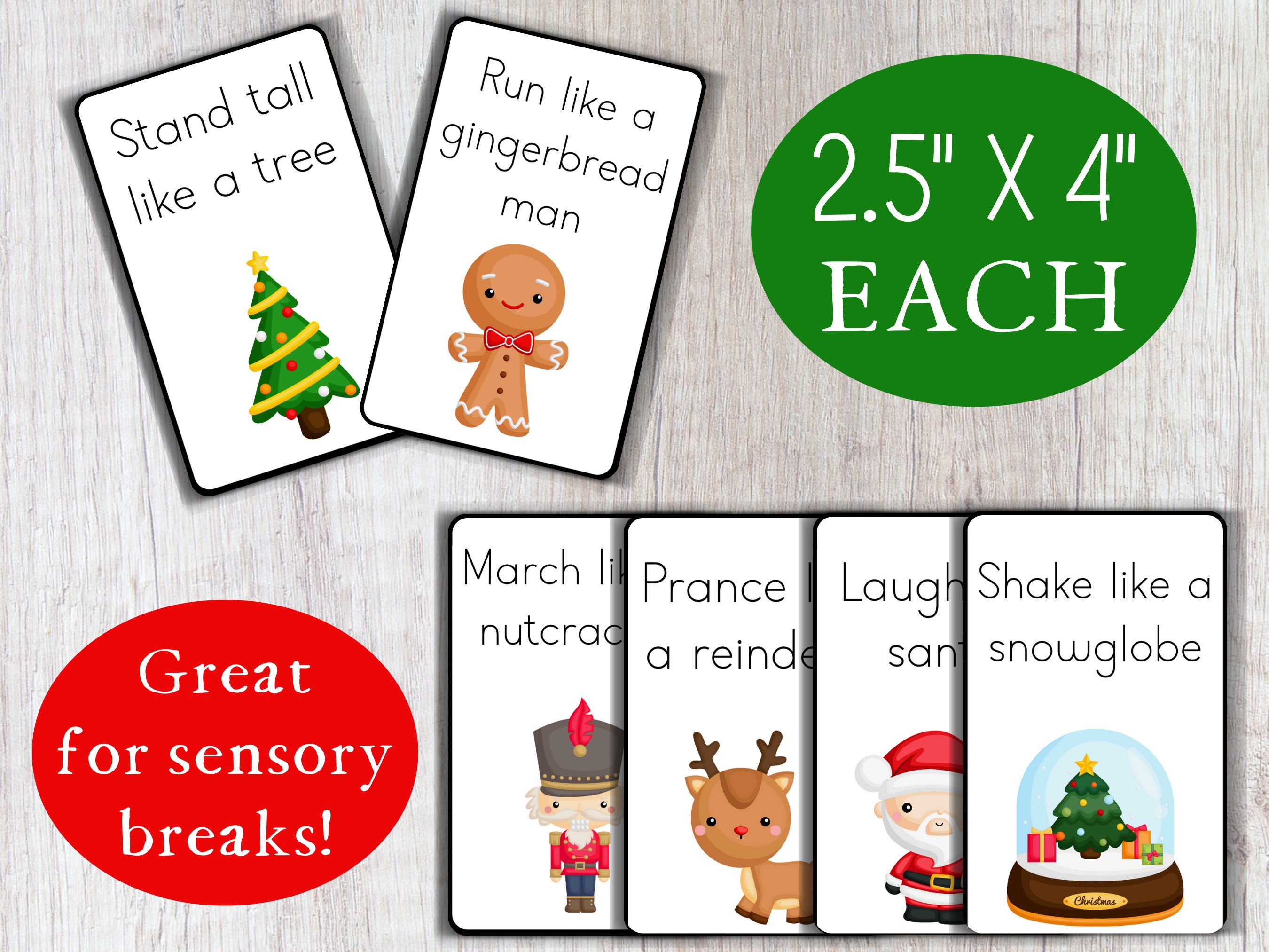 Christmas Movement Cards, Christmas Games Printable, Unique Stocking ...