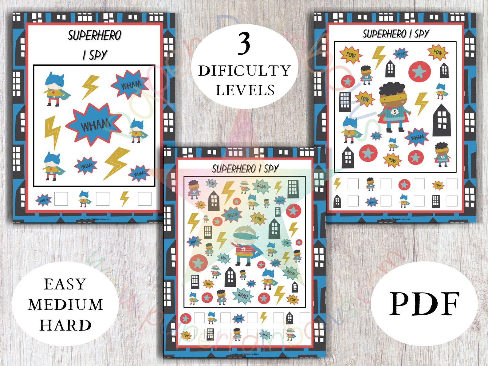 Superhero I Spy Game, 3 Different Versions - Easy to Hard, Printable ...