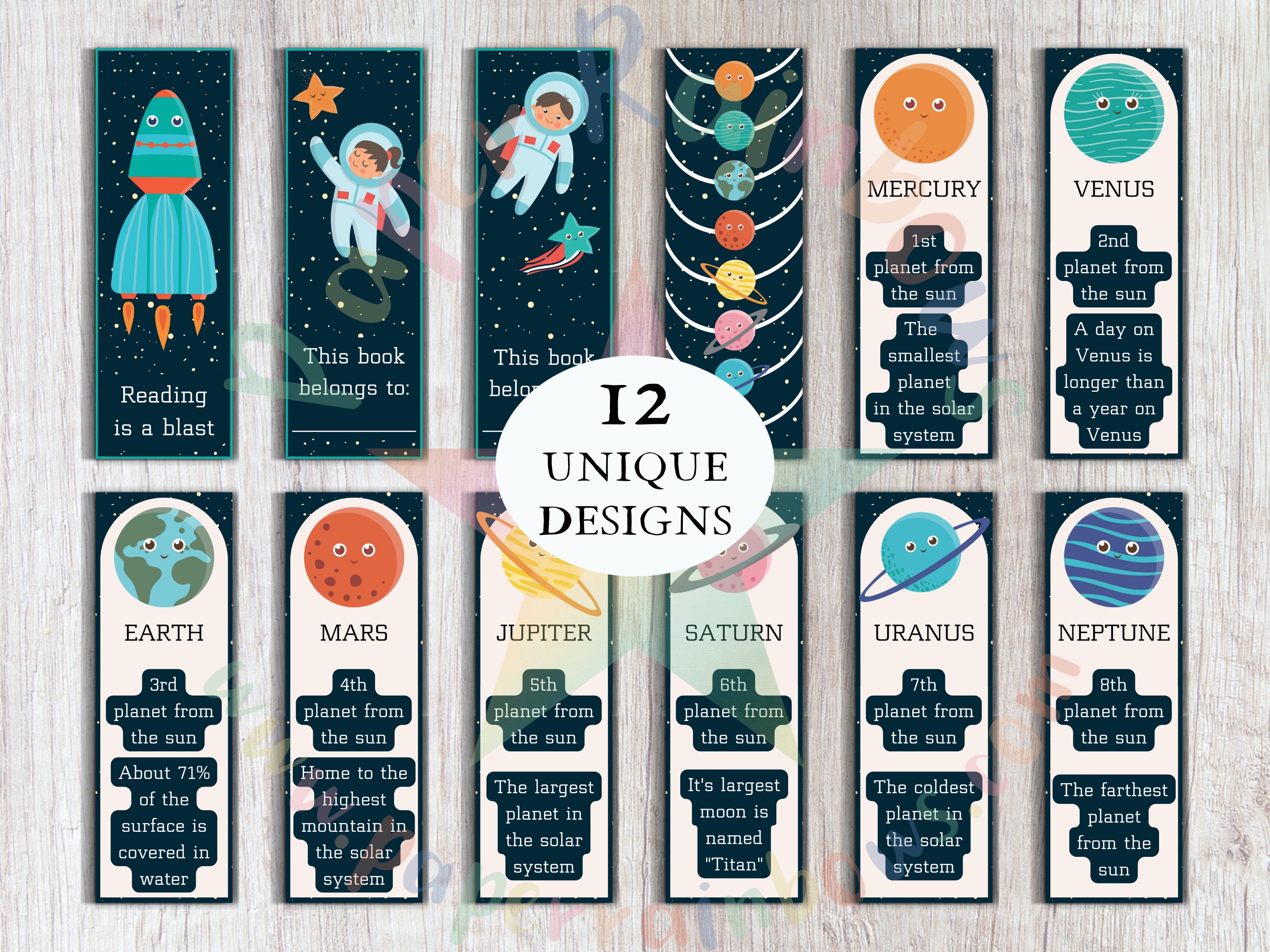 12 Space Facts Bookmarks, Printable Bookmarks for Kids, Homeschool ...