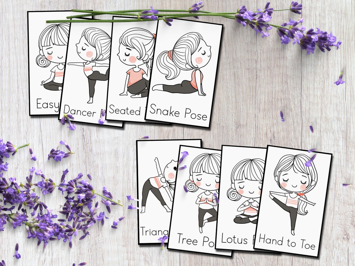 Kids Yoga Cards - 8 Yoga Poses, Toddler and Baby Yoga Flash Cards ...