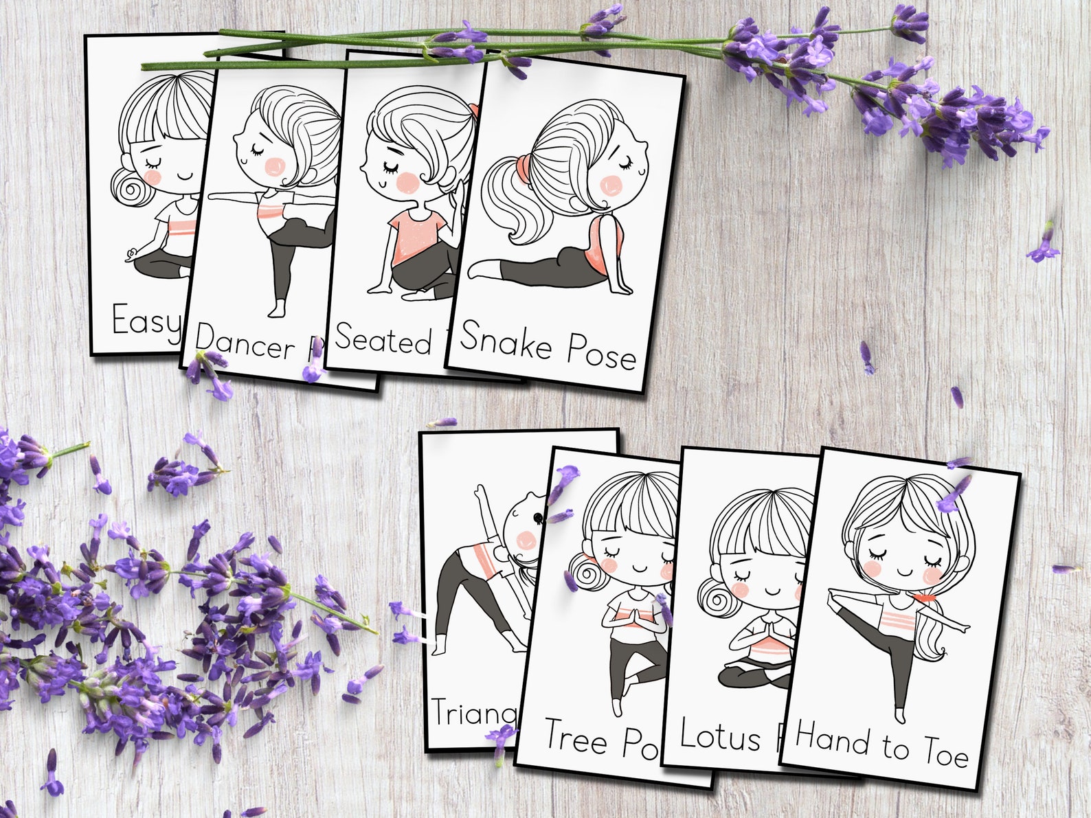 Kids Yoga Cards - 8 Yoga Poses, Toddler and Baby Yoga Flash Cards ...
