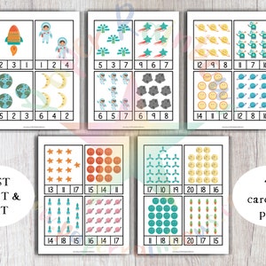 Outer Space Count & Clip Cards, Numbers 1-20, Preschool Printables ...