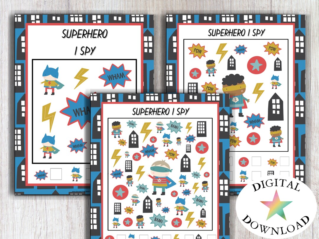 Superhero I Spy Game, 3 Different Versions - Easy to Hard, Printable ...