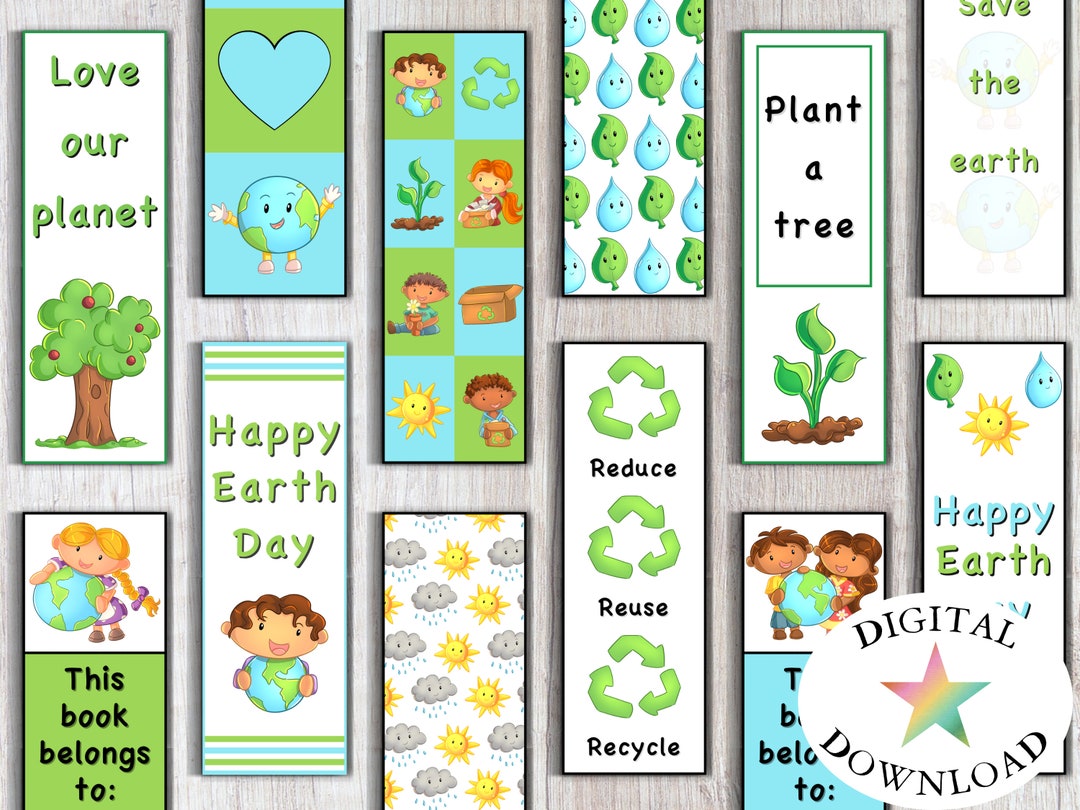12 Earth Day Bookmarks, Printable Bookmarks for Kids, Homeschool ...