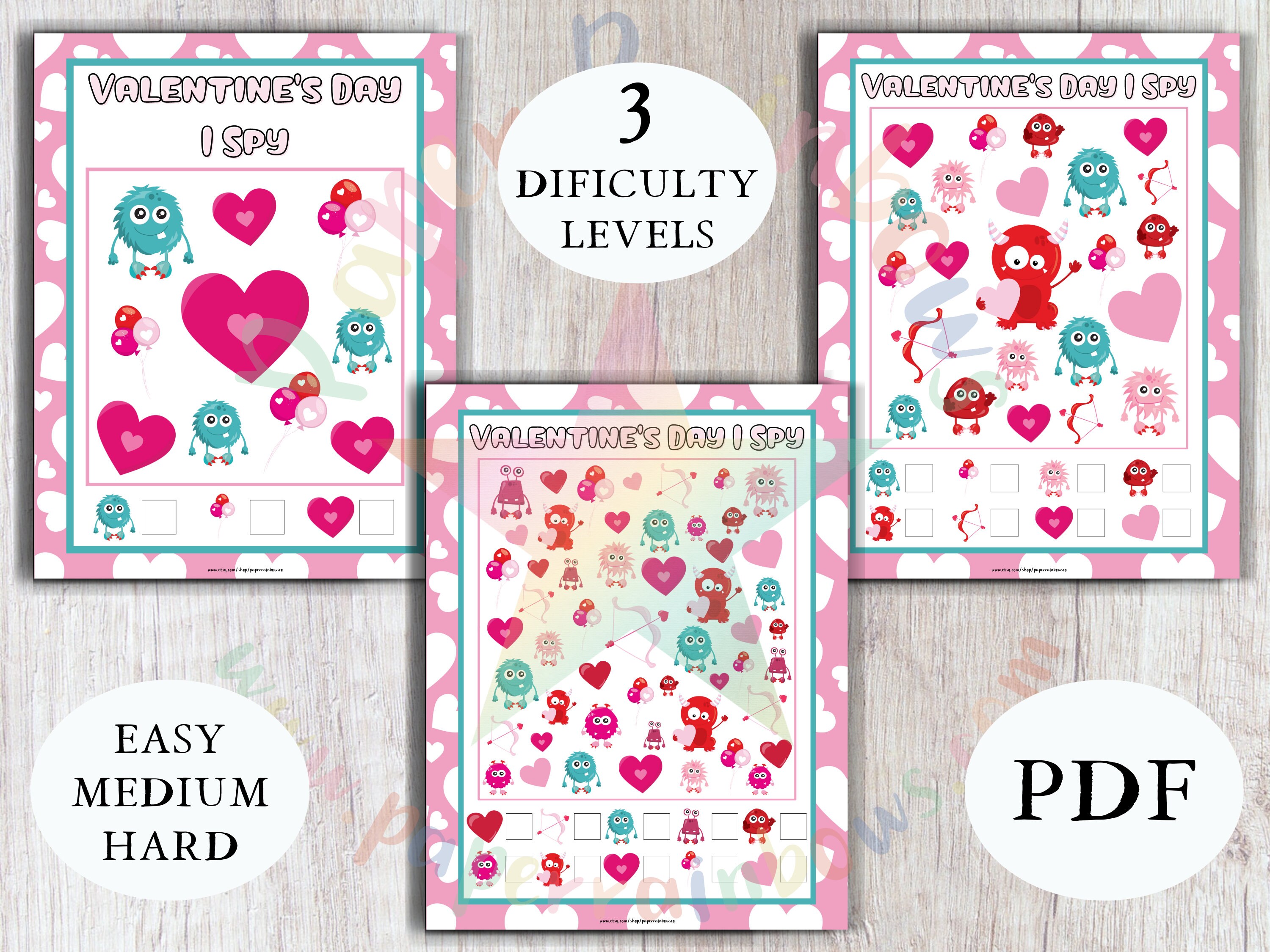 Valentine's Day I Spy Game, Valentine's Day Party Games, Printable ...