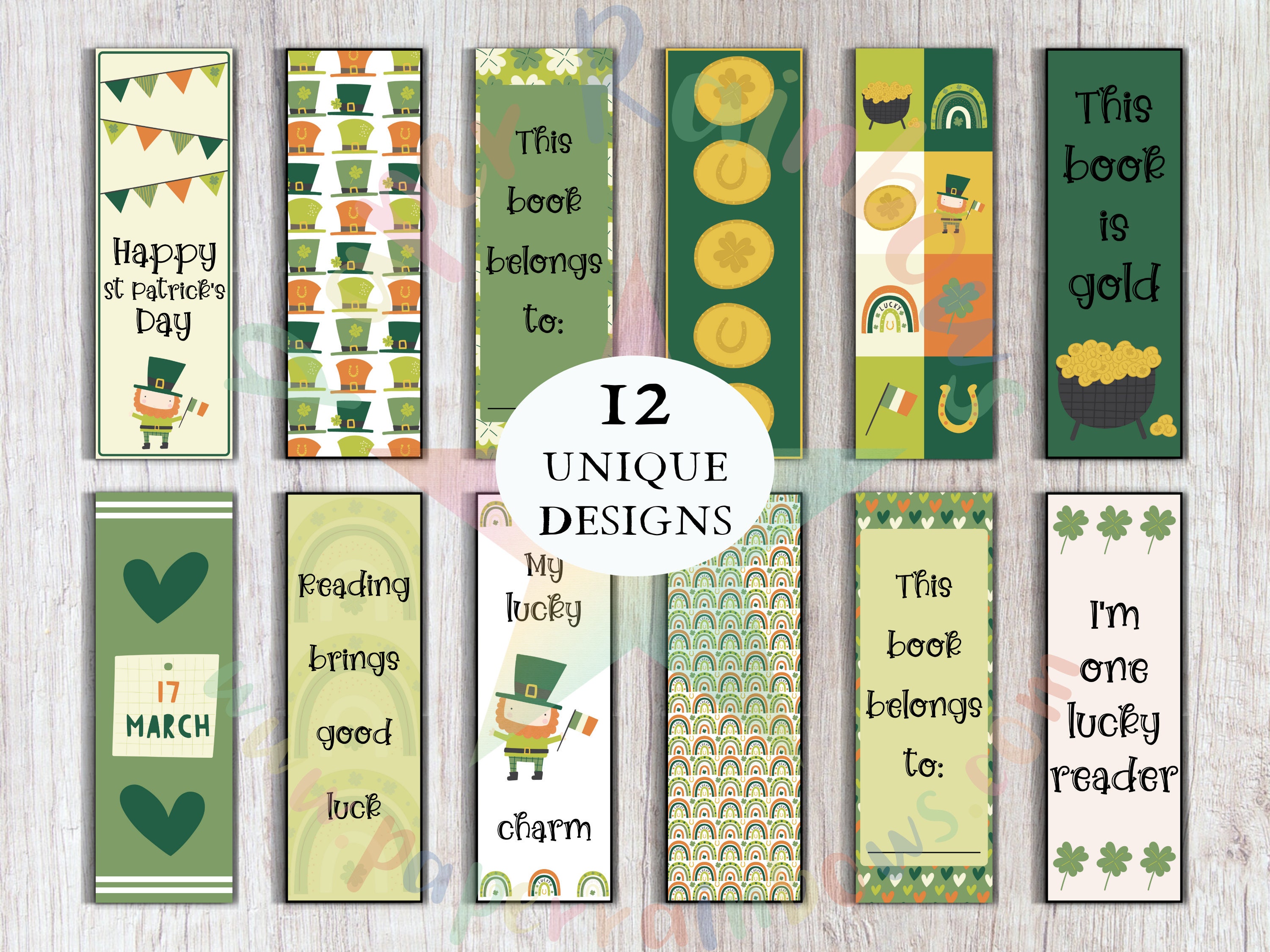 12 St Patrick's Day Bookmarks, Printable Bookmarks for Kids, Homeschool ...