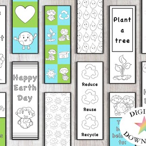 12 Earth Day Coloring Bookmarks for Kids, Color Your Own Bookmarks ...
