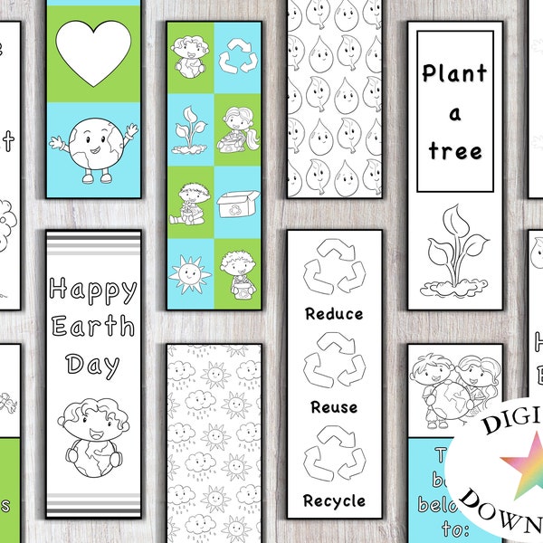 12 Earth Day Bookmarks, Printable Bookmarks for Kids, Homeschool ...