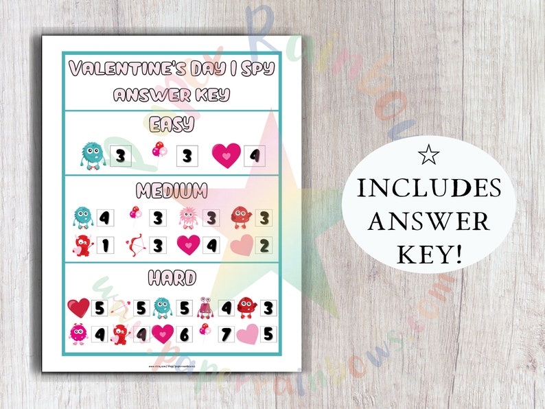 Valentine's Day I Spy Game, Valentine's Day Party Games, Printable ...