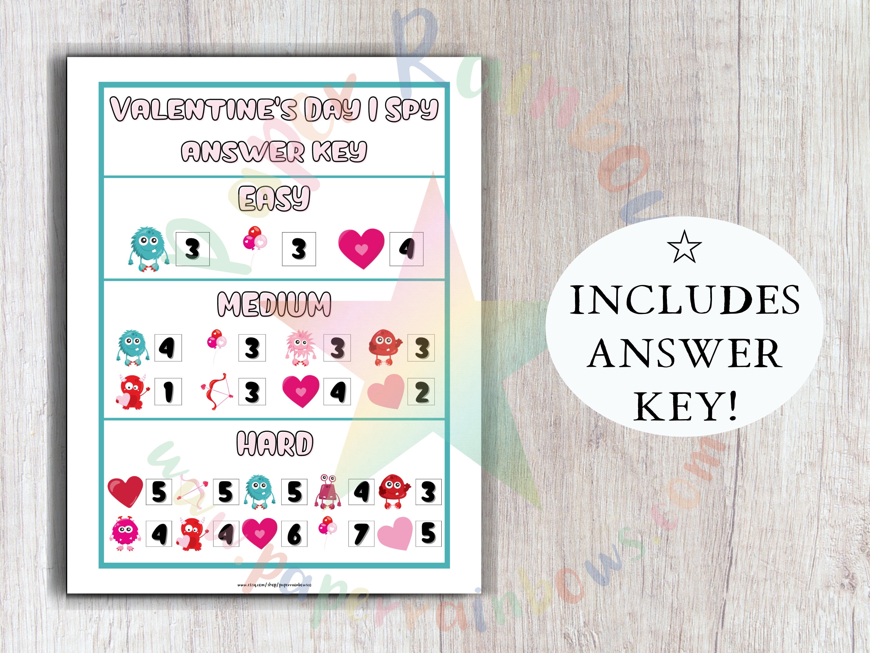 Valentine's Day I Spy Game, Valentine's Day Party Games, Printable ...